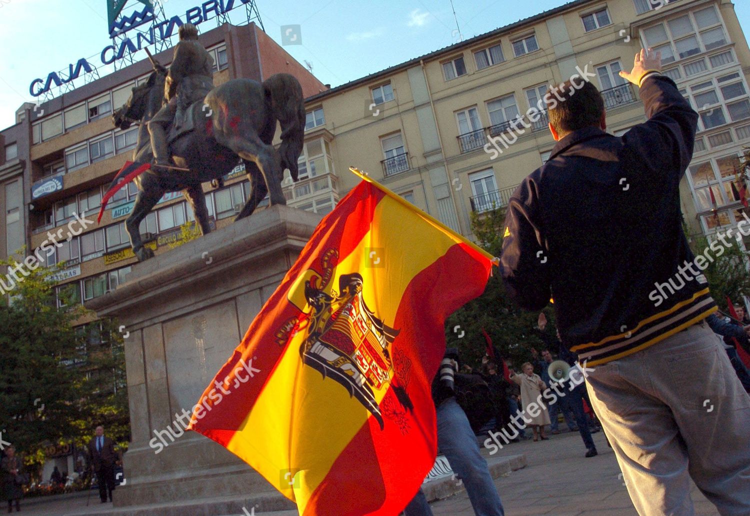 Young Man Holds Spanish Flag Symbol Editorial Stock Photo - Stock Image ...