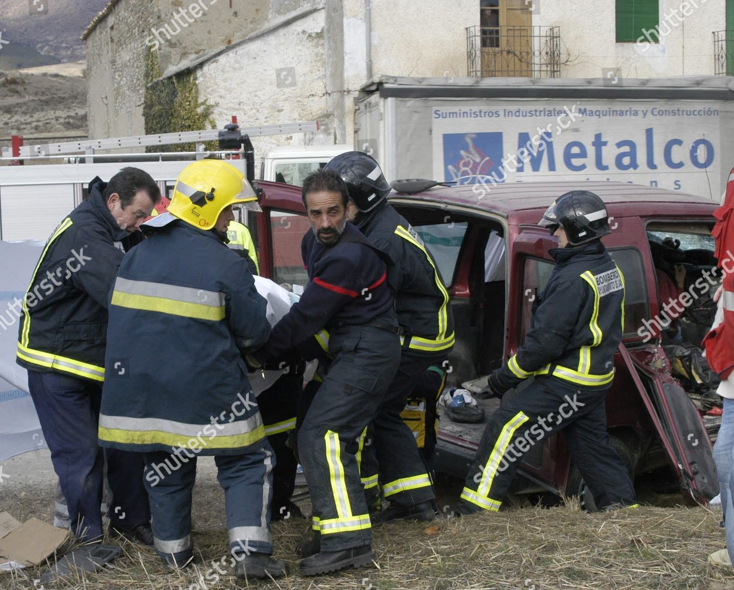 Spanish Firemen Work Site Collision Between Editorial Stock Photo ...