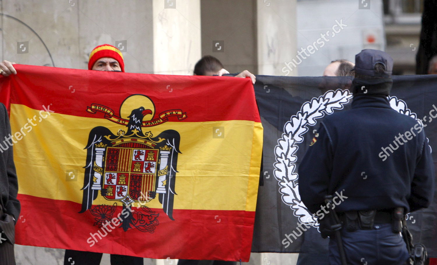 People Fascist Symbols Preconstitucional Flags Protest Editorial Stock ...