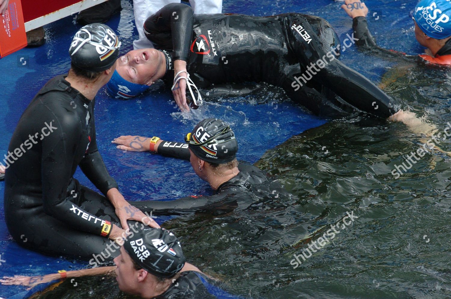 Exhausted Swimmers Flop Finish 10kilometer Open Editorial Stock Photo ...