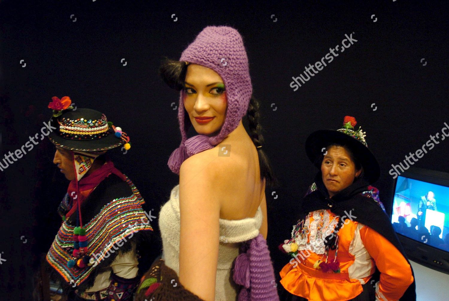 Unidentified Model Presents New Chullo Design Editorial Stock Photo ...