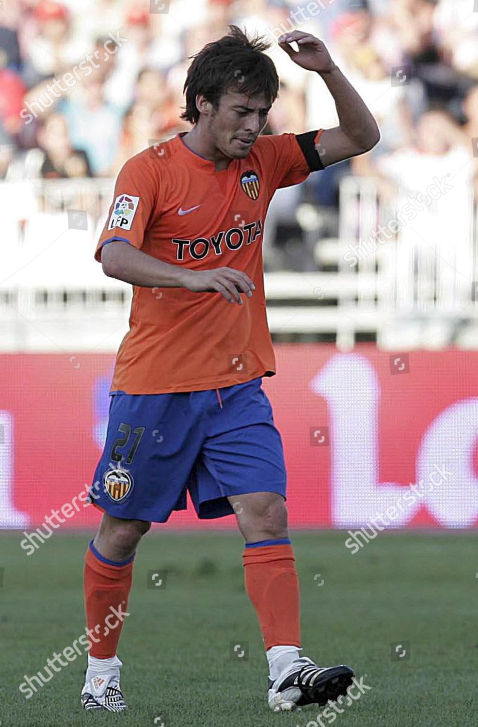 Valencias David Silva Gestures During Match Editorial Stock Photo ...