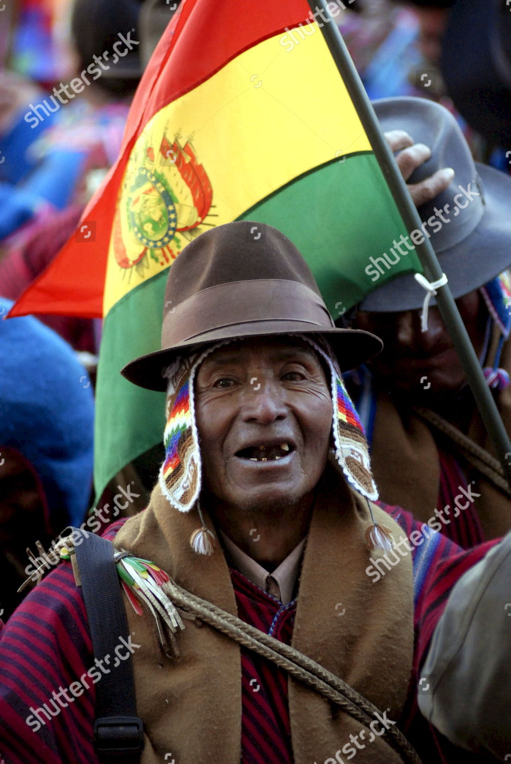 Bolivian Indigenous Hold Their National Flag Editorial Stock Photo ...