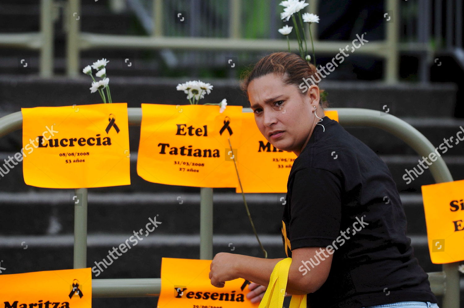 Woman Passes By Placards Carrying Names Editorial Stock Photo - Stock ...