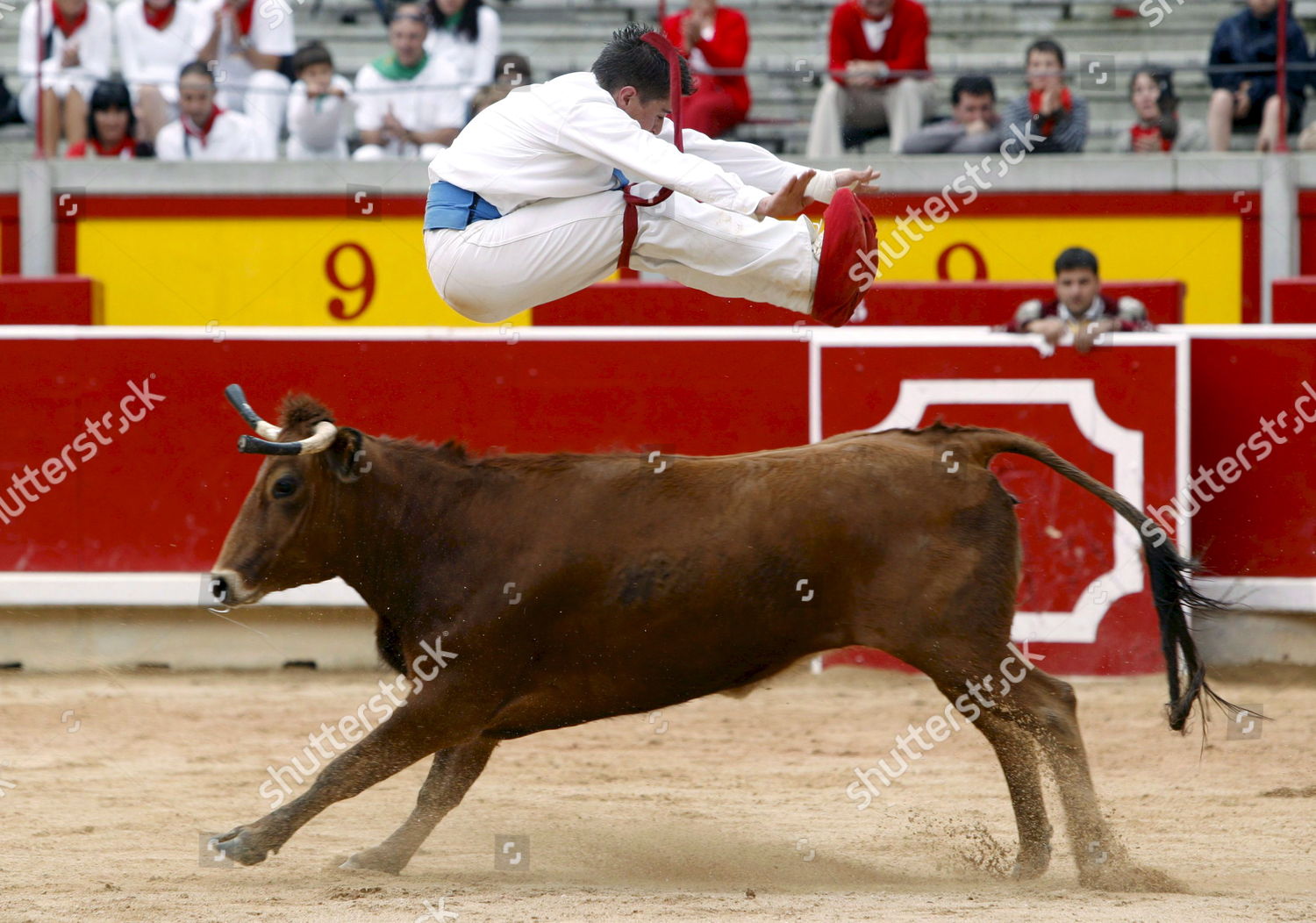 Man Jumps Over Bull During Basque Editorial Stock Photo - Stock Image ...