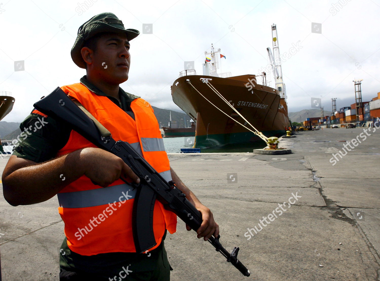 Soldier Stands Guard Near Dock Port Editorial Stock Photo - Stock Image ...