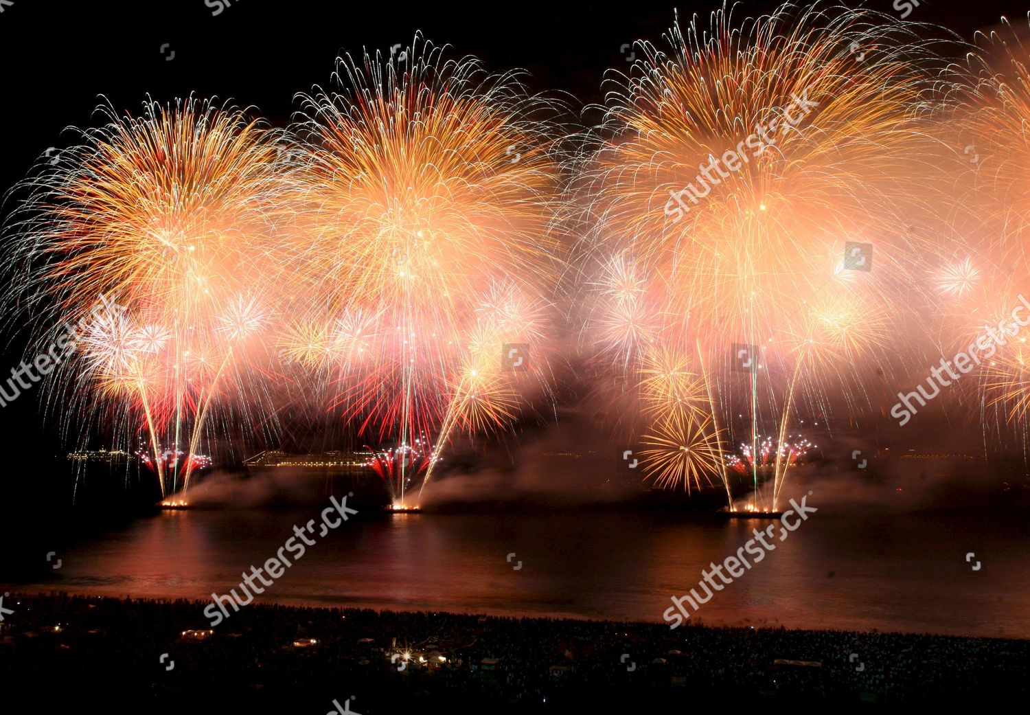 Fireworks Show Copacabana Beach After Midnight Editorial Stock Photo ...