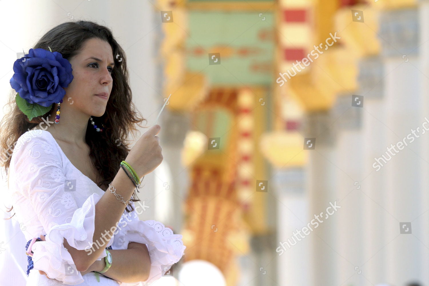 YOUNG WOMAN DRESSED TRADITIONAL ANDALUSIAN COSTUME Editorial Stock ...