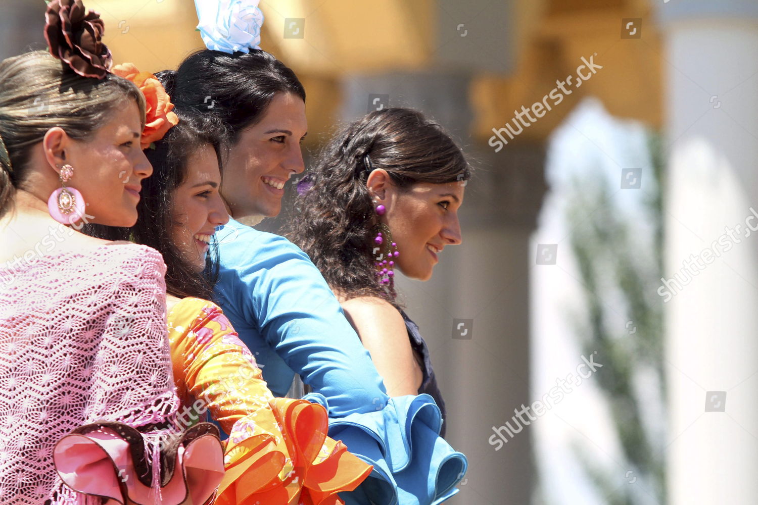 Women Dressed Traditional Andalusian Costume Pose Editorial Stock Photo ...