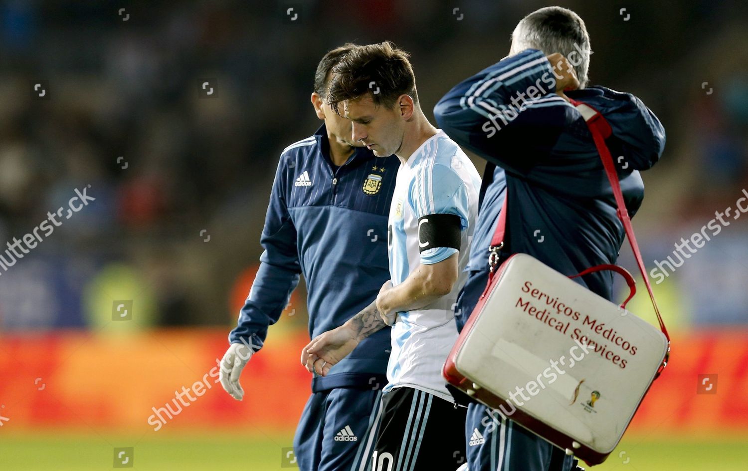 Argentinas Lionel Messi C Receives Medical Editorial Stock Photo ...