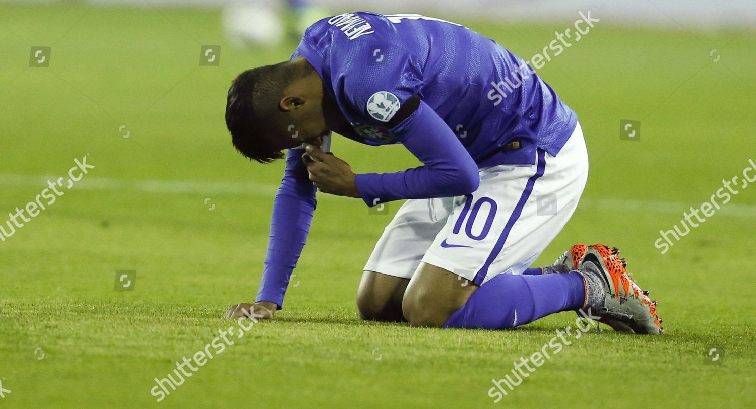 Brazilian Striker Neymar Jr Reacts On Editorial Stock Photo - Stock ...