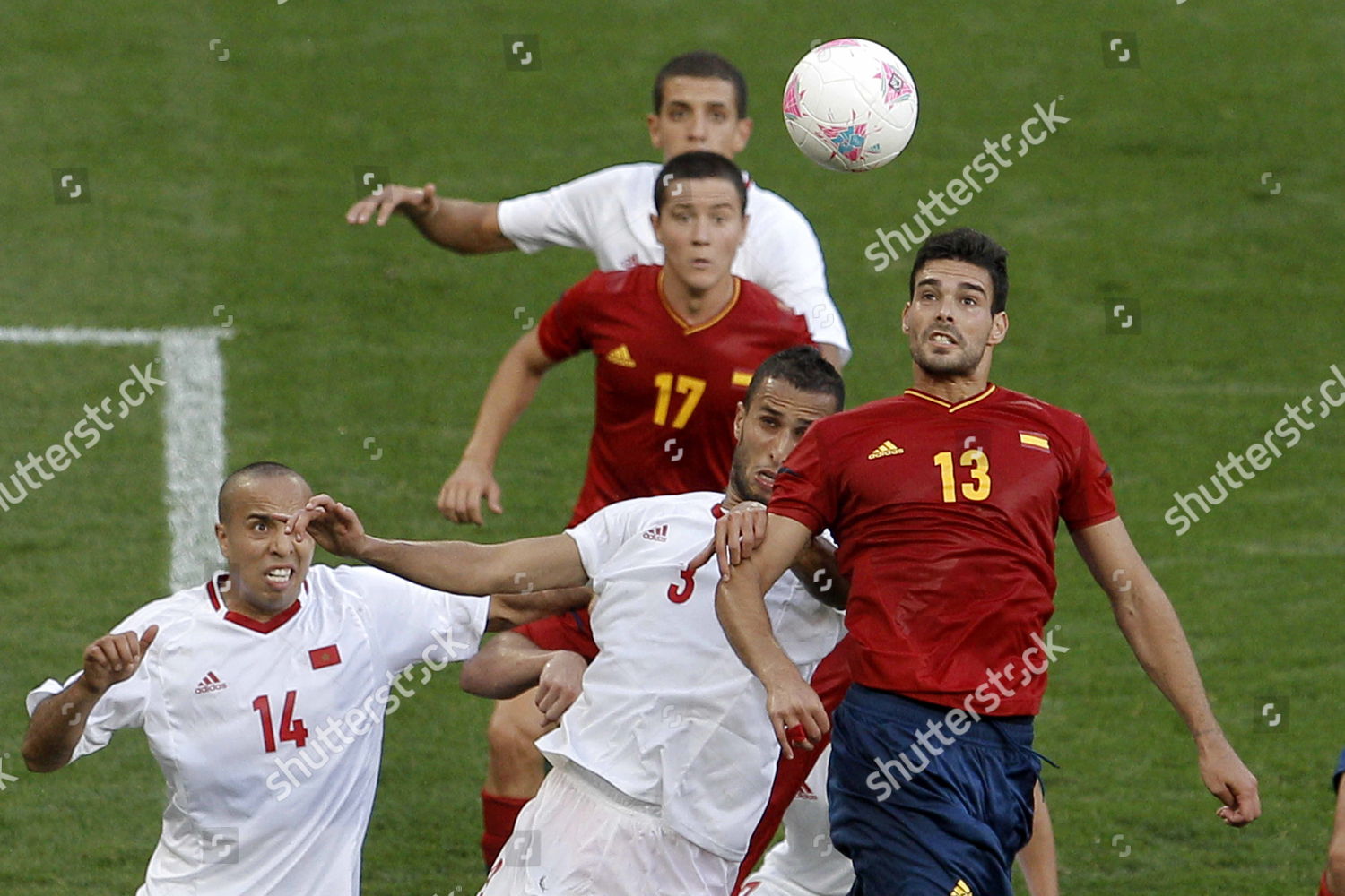 Spanish Defender Alberto Botia Jumps Ball Editorial Stock Photo - Stock ...