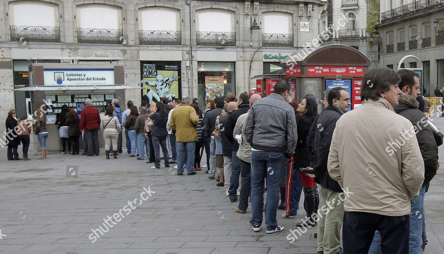 Madrid Residents Stand Queue Front Spanish Editorial Stock Photo ...