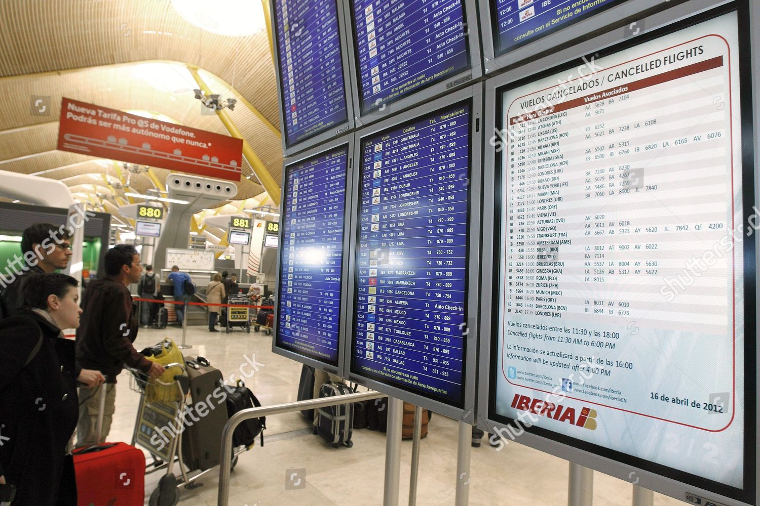 Passengers View Screens Displaying Timetable Flights Editorial Stock ...
