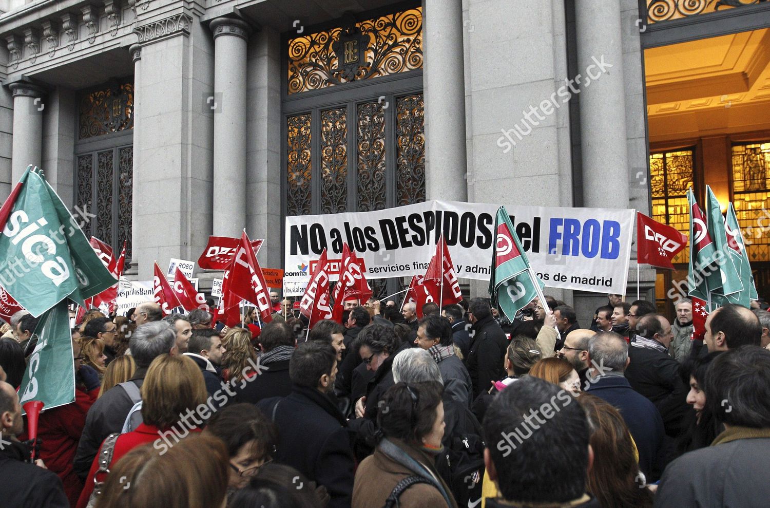Employees Spanish Bank Bankia Hold Banners Editorial Stock Photo ...