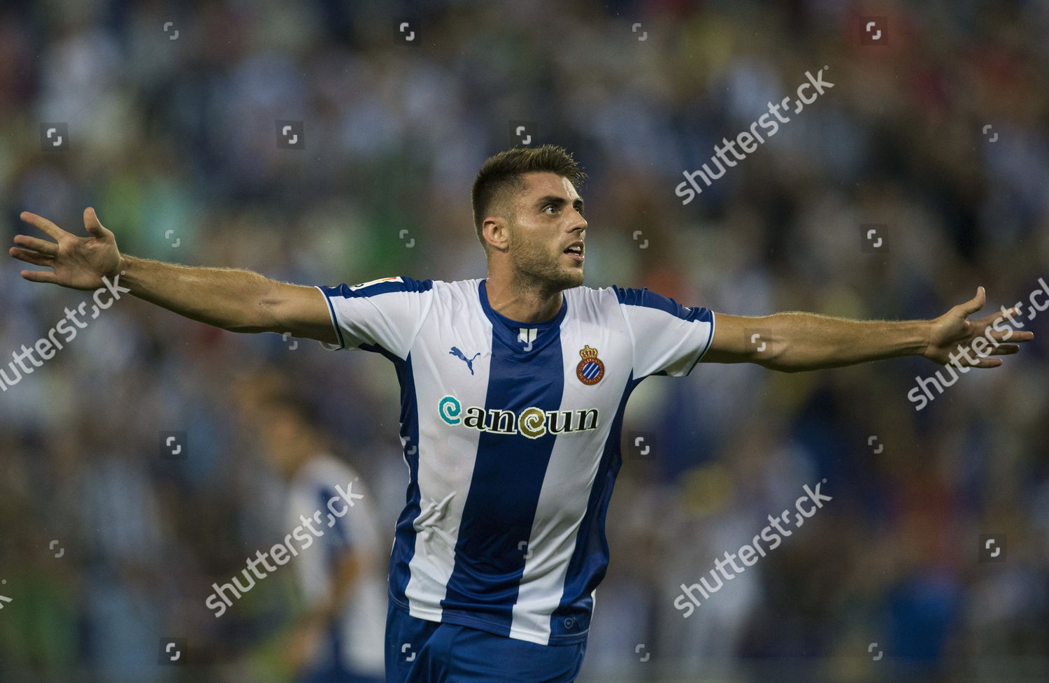 Rcd Espanyols Player David Lopez Celebrates Editorial Stock Photo ...