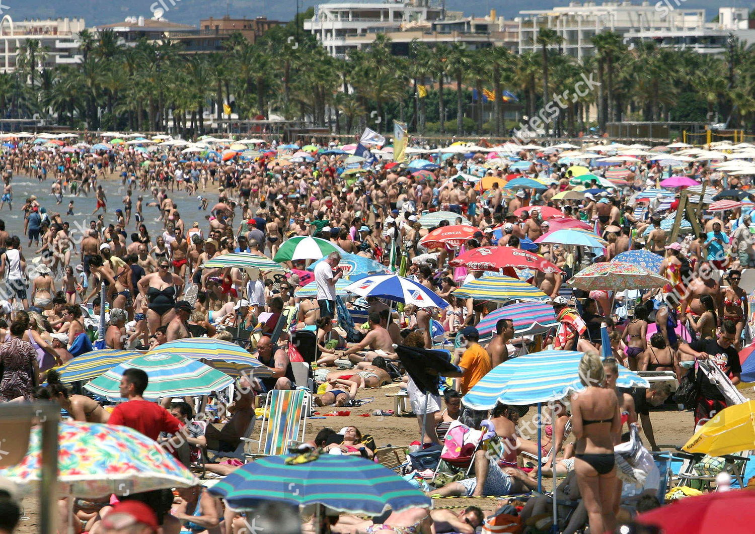 Sunbathers Crowd Beach On First Summer Editorial Stock Photo - Stock ...