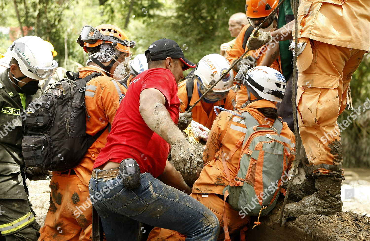 Rescue Workers Work Recovering Corpse Landslide Editorial Stock Photo ...