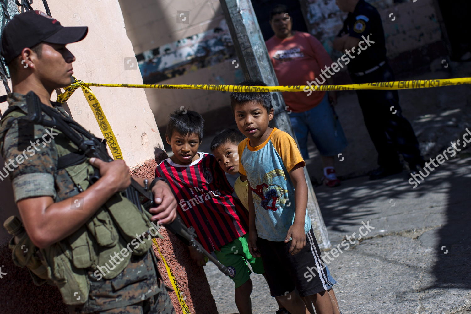 Children Observe Crime Scene Guarded By Editorial Stock Photo - Stock ...