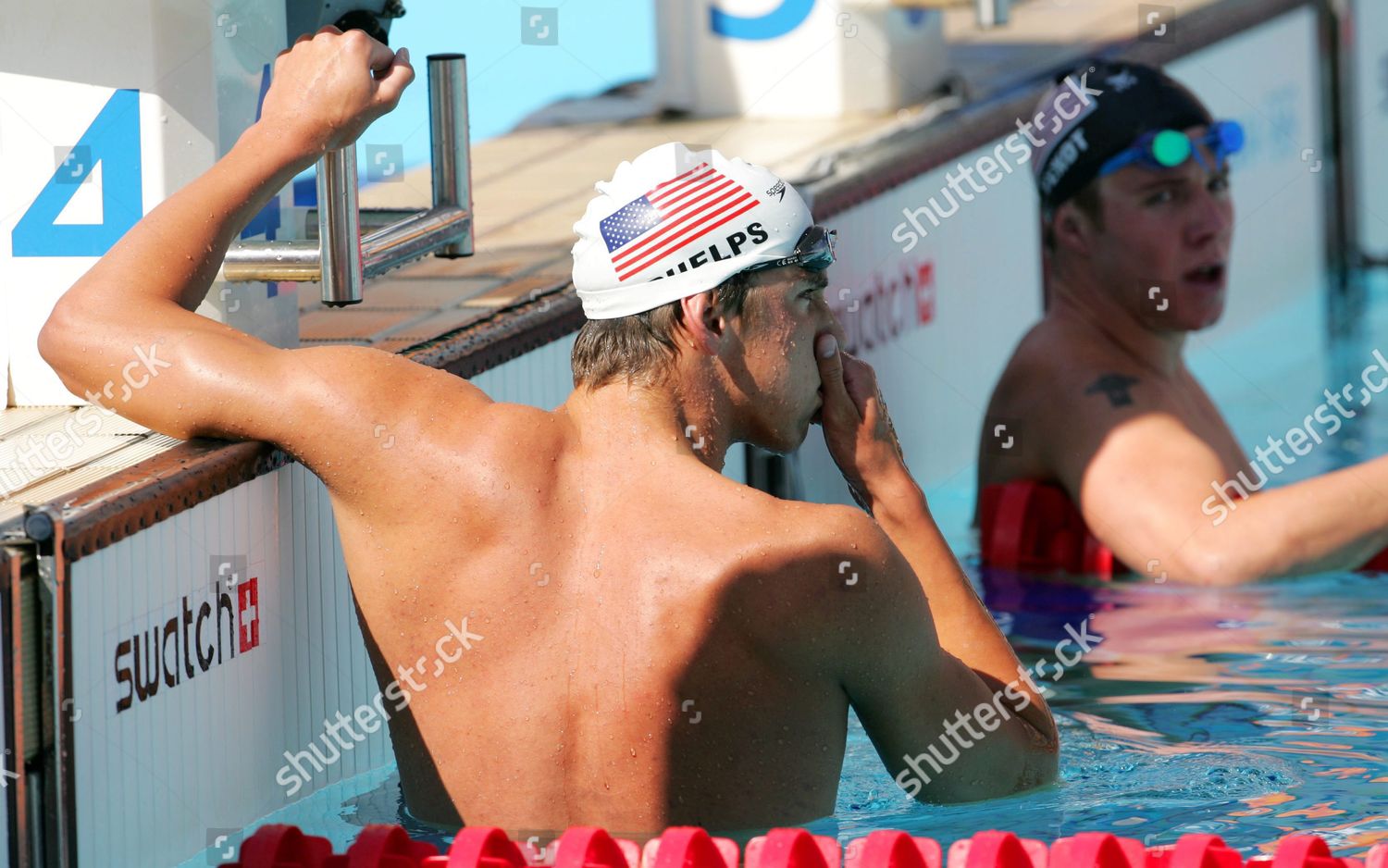Us Swimmer Michael Phelps Watches Scoreboard Editorial Stock Photo ...