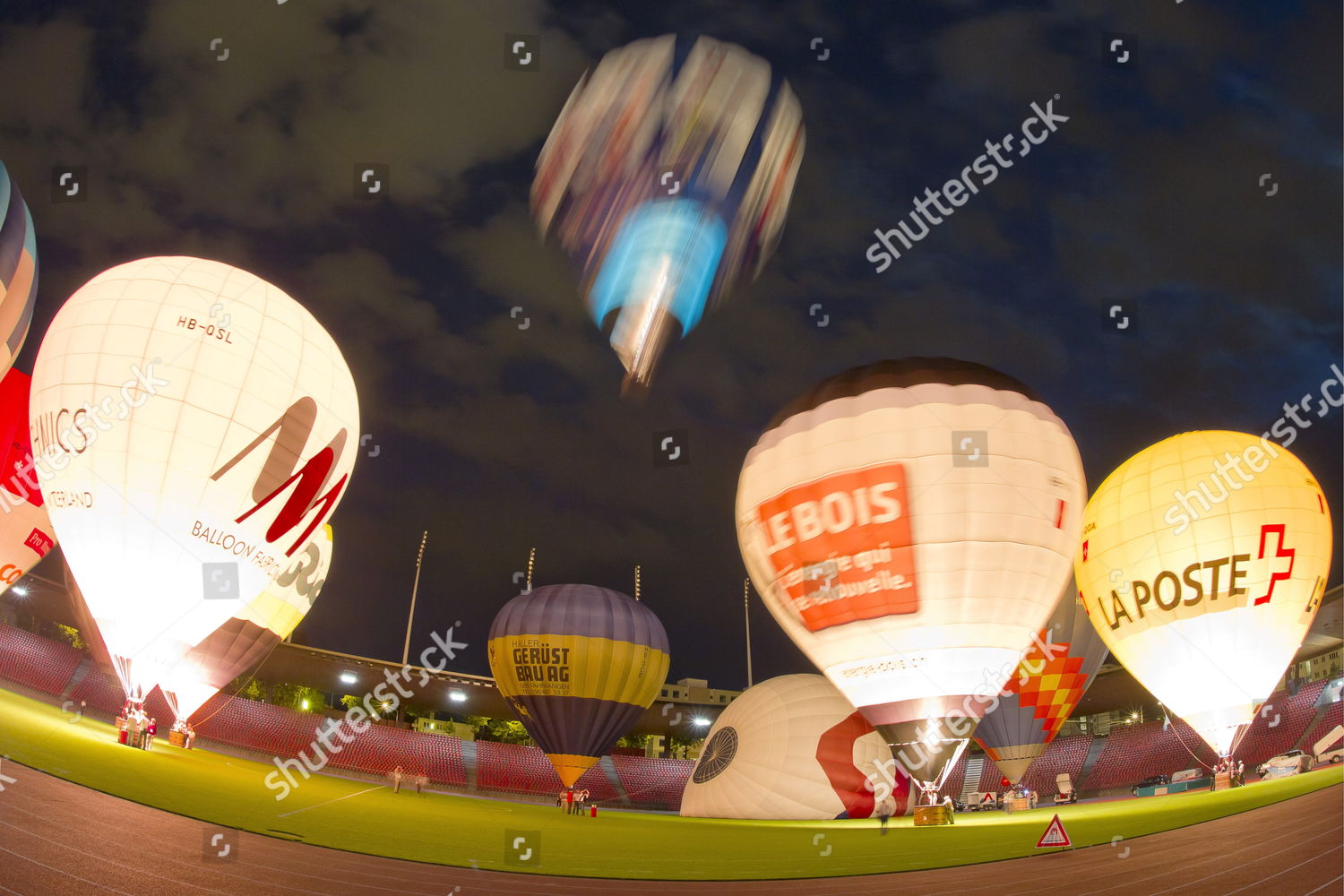 Hot Air Balloons Ascend Night Flight Editorial Stock Photo - Stock ...