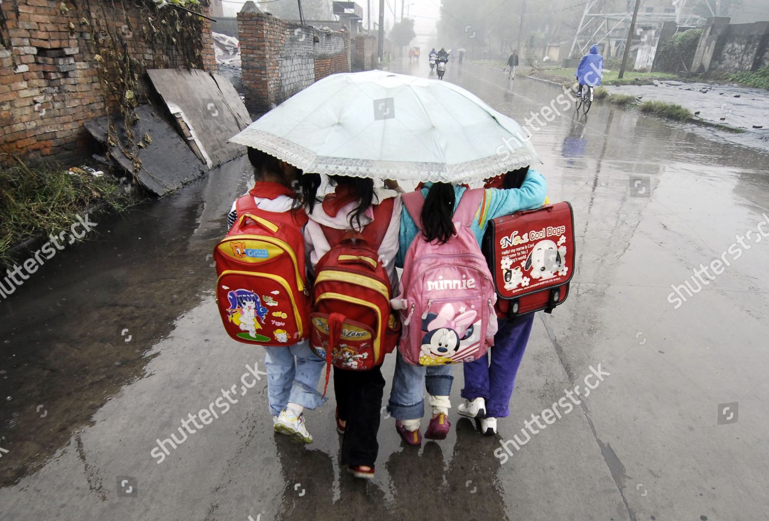 Pupils Go School Umbrella Rain Editorial Stock Photo - Stock Image ...