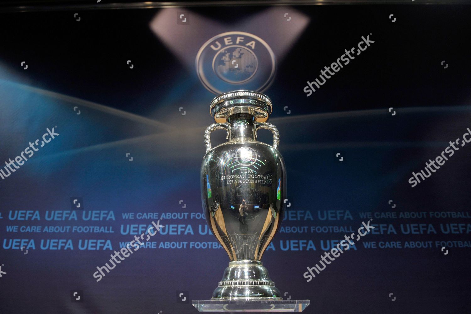 European Football Championship Trophy Shown During Editorial Stock ...