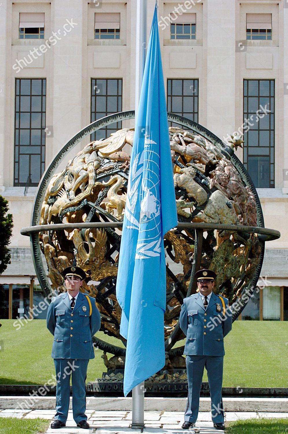 Two Un Security Guards Stand Near Editorial Stock Photo - Stock Image ...