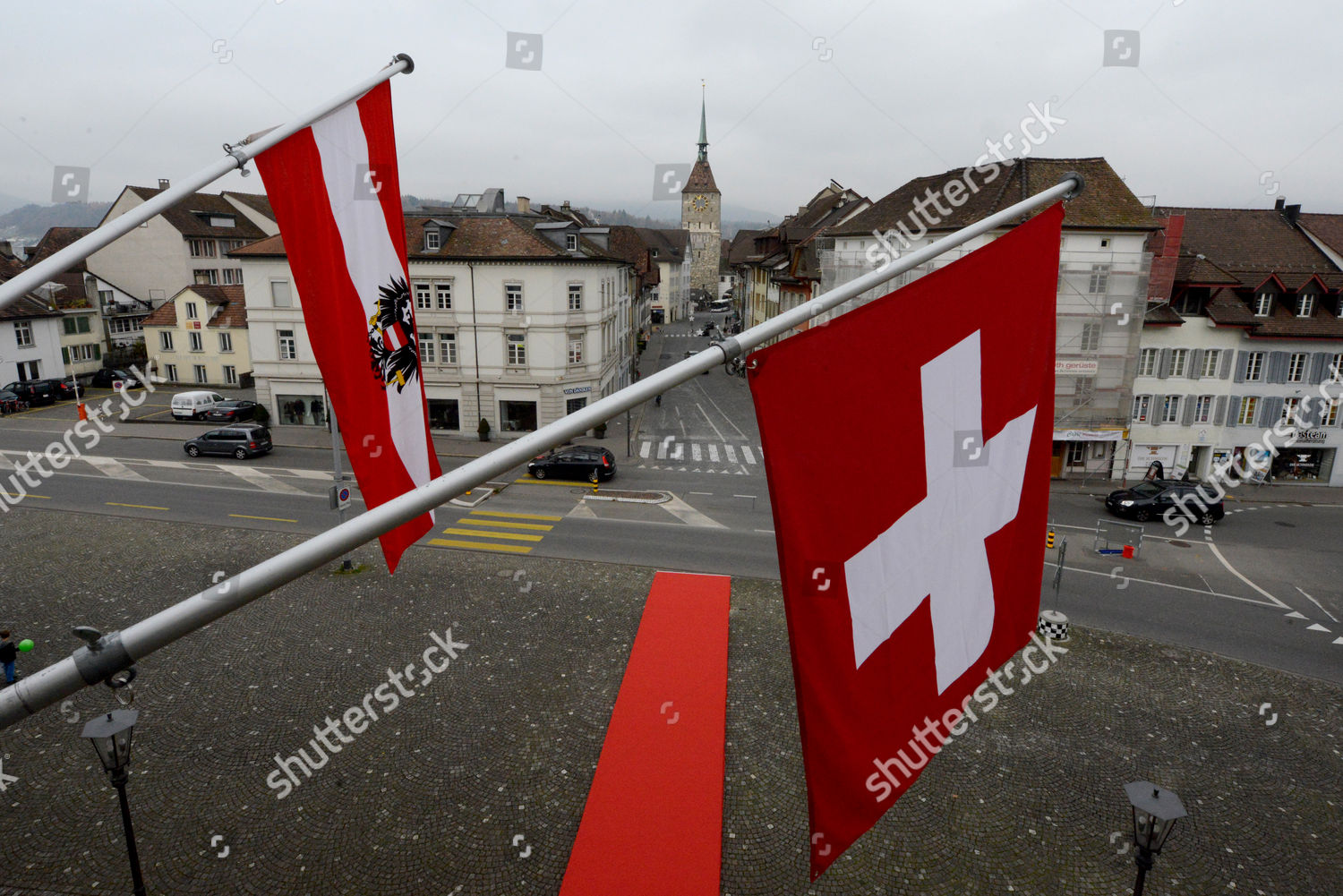 Swiss Austrian Flag Pictured During Visit Editorial Stock Photo - Stock ...