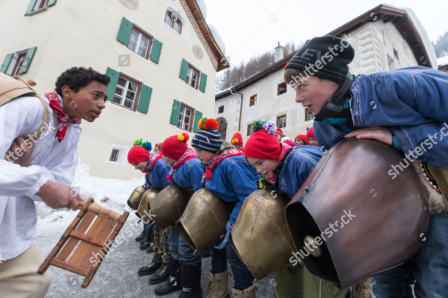 Children Walk Cowbells Through Streets Village Editorial Stock Photo ...