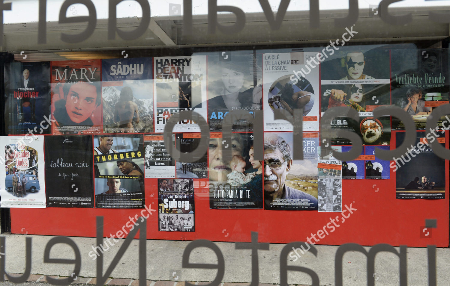 Several Film Placards Seen Through Window Editorial Stock Photo - Stock ...