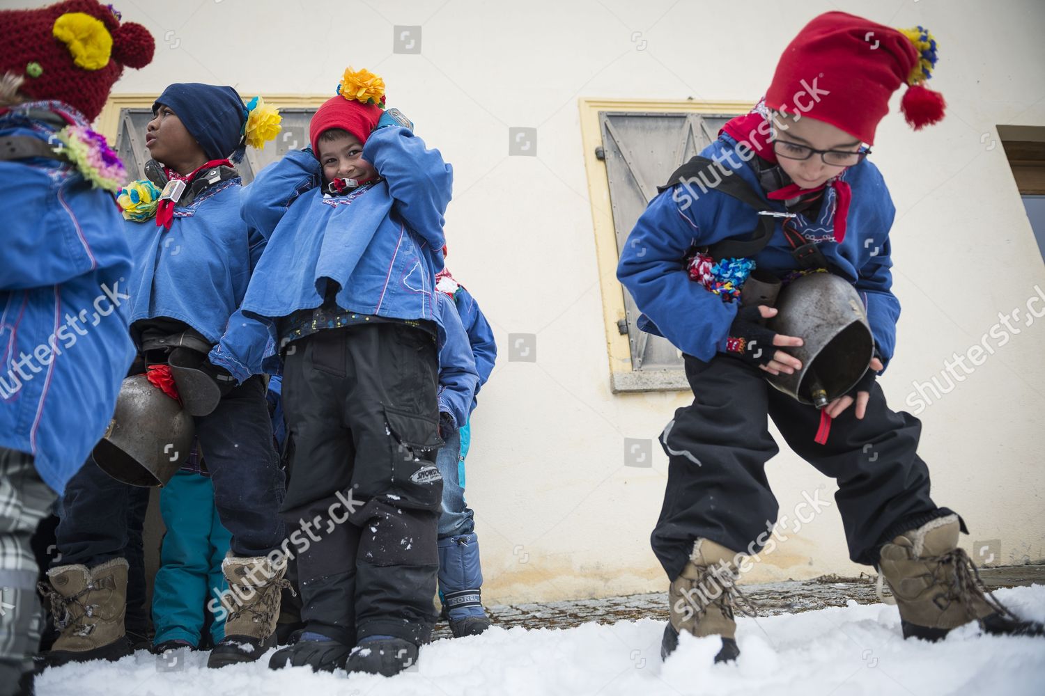 CHILDREN TAKE PART 'CHALANDAMARZ' FESTIVITIES ARDEZ Editorial Stock ...