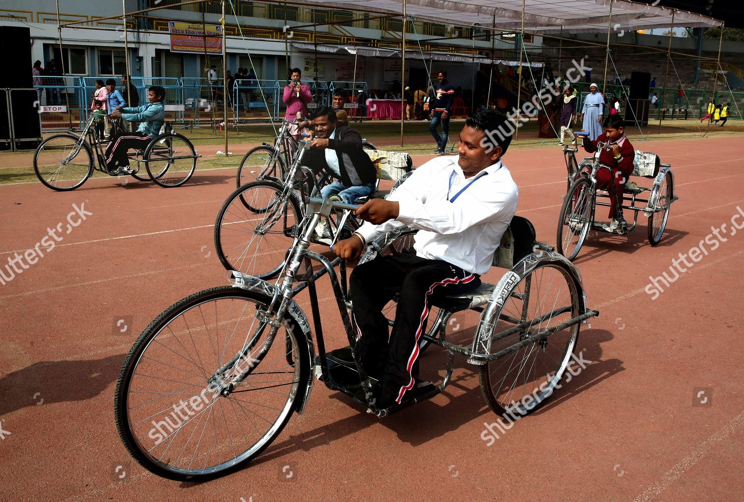 Indian Disabled People Participate Tricycle Race Editorial Stock Photo ...