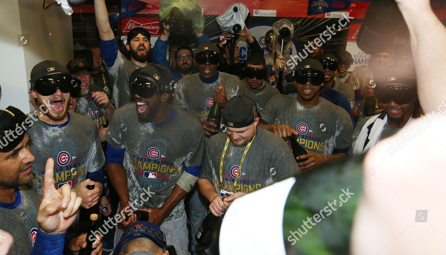 Chicago Cubs Players Celebrate Locker Room Editorial Stock Photo ...
