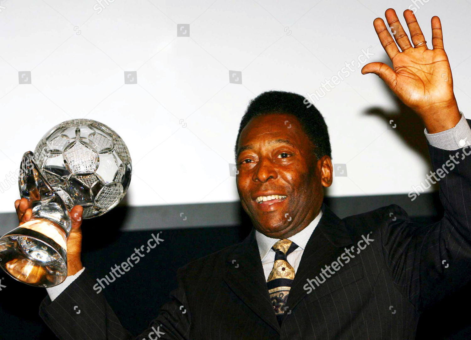 Brazilian Soccer Legend Pele Holds Trophy Editorial Stock Photo - Stock ...