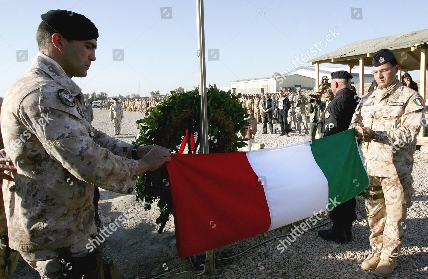 Twi Italian Soldiers Fold Flag After Editorial Stock Photo - Stock ...