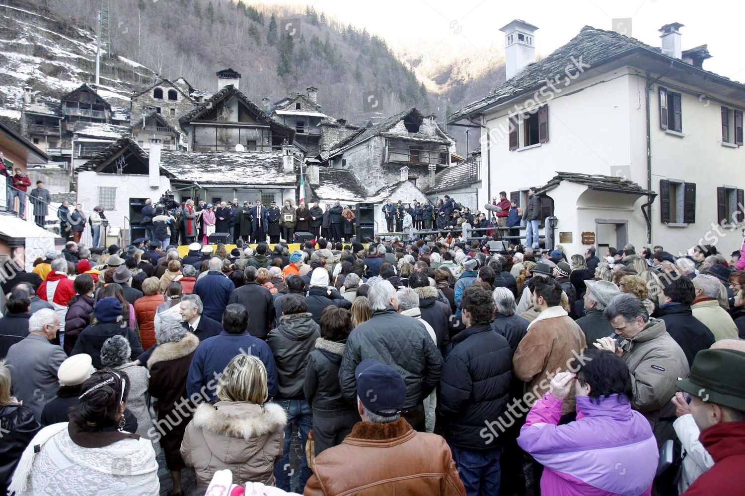 Viganella Residents Attend Inauguration Giant Mirror Editorial Stock ...
