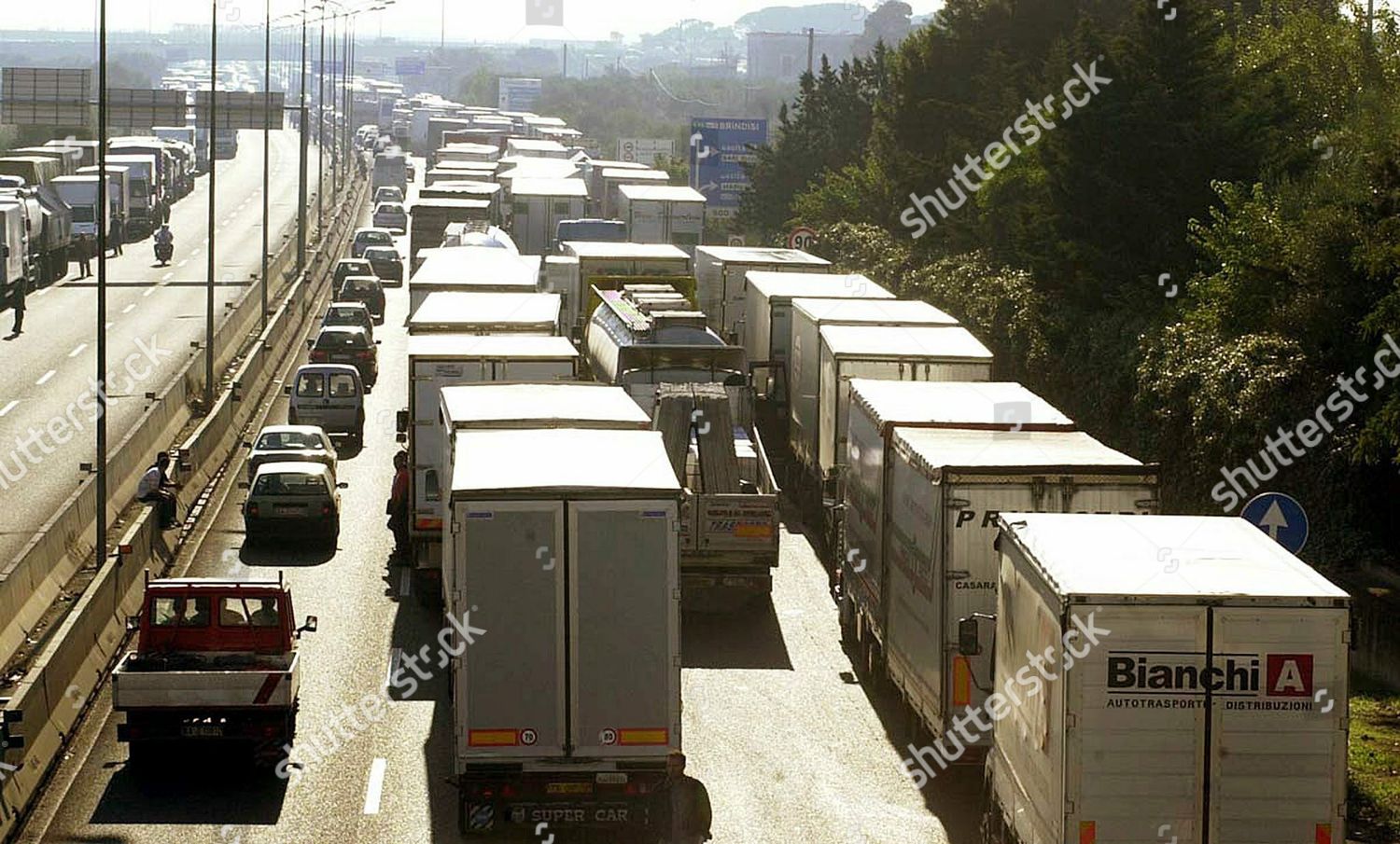 Trucks Line Traffic Jam Appears After Editorial Stock Photo - Stock ...