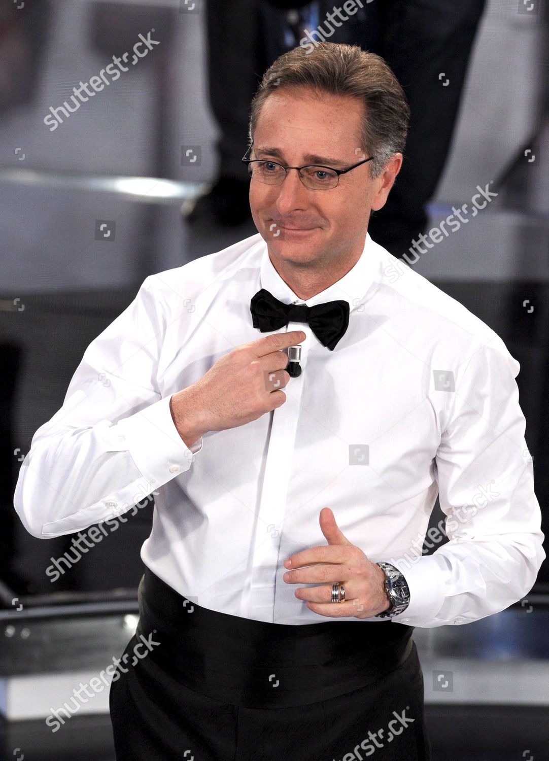 Italian Presenter Paolo Bonolis Gestures During Editorial Stock Photo ...