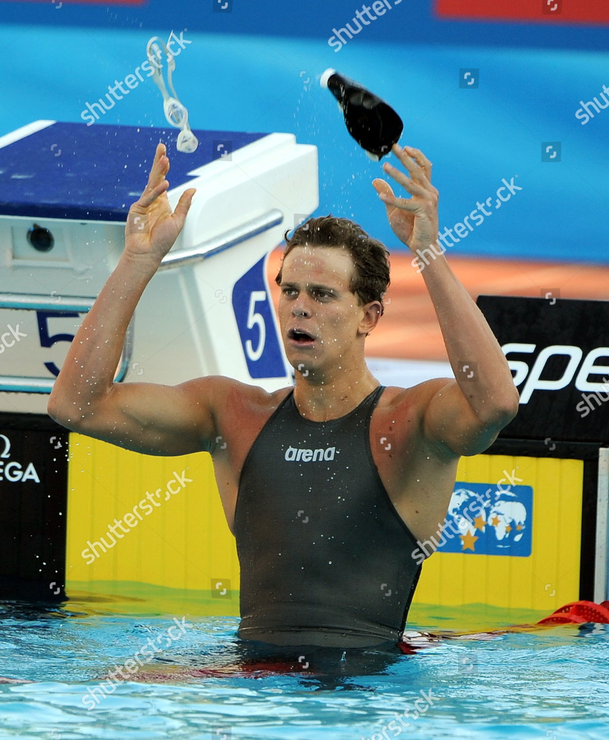Brazilian Swimmer Cesar Cielo Filho Cheers Editorial Stock Photo ...