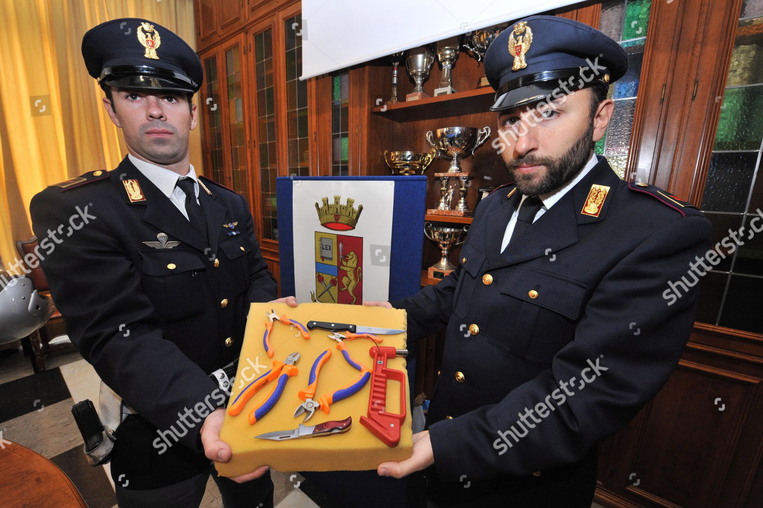 Italian Police Officers Show Objects Seized Editorial Stock Photo ...