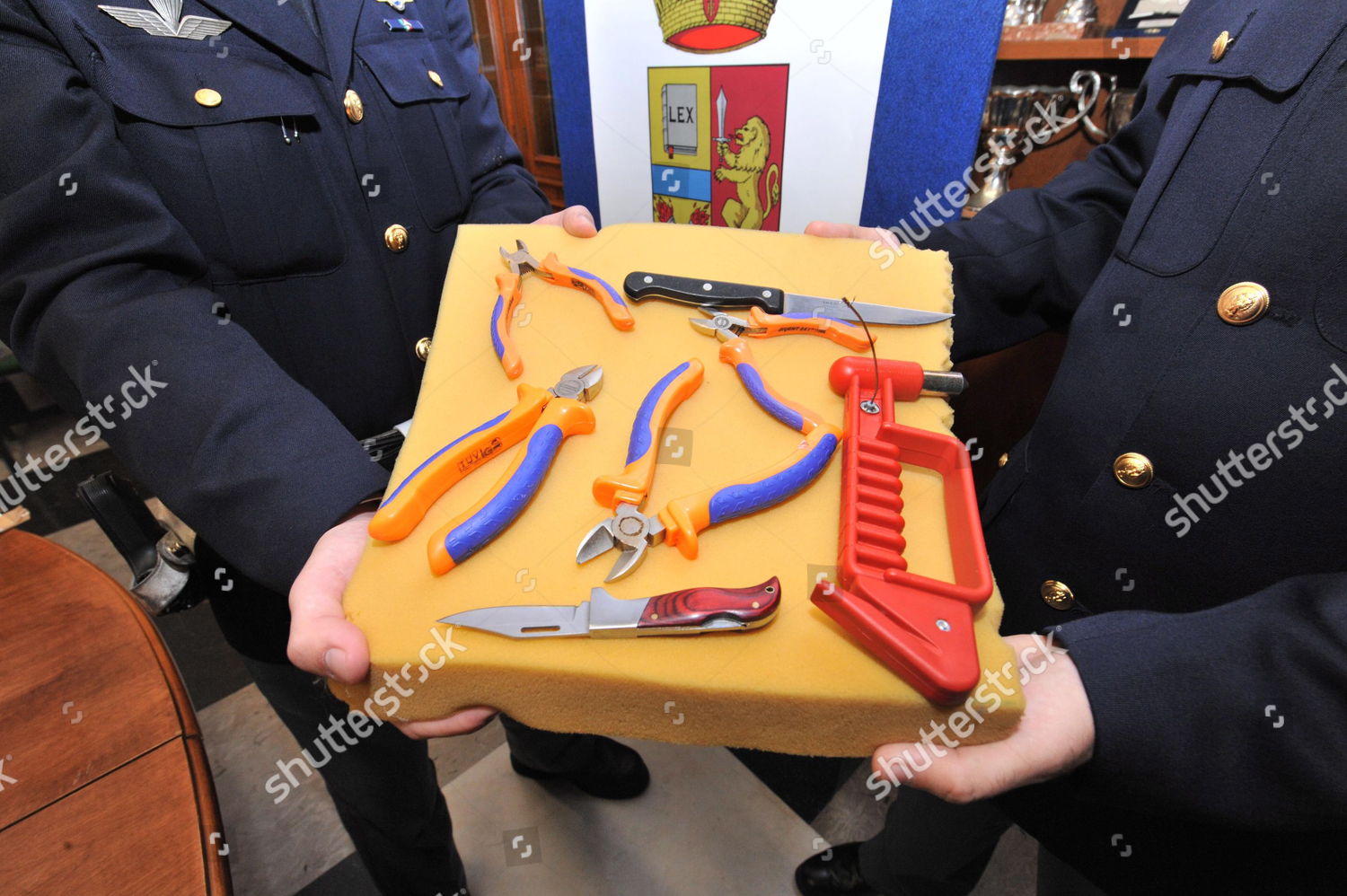 Italian Police Officers Show Objects Seized Editorial Stock Photo ...