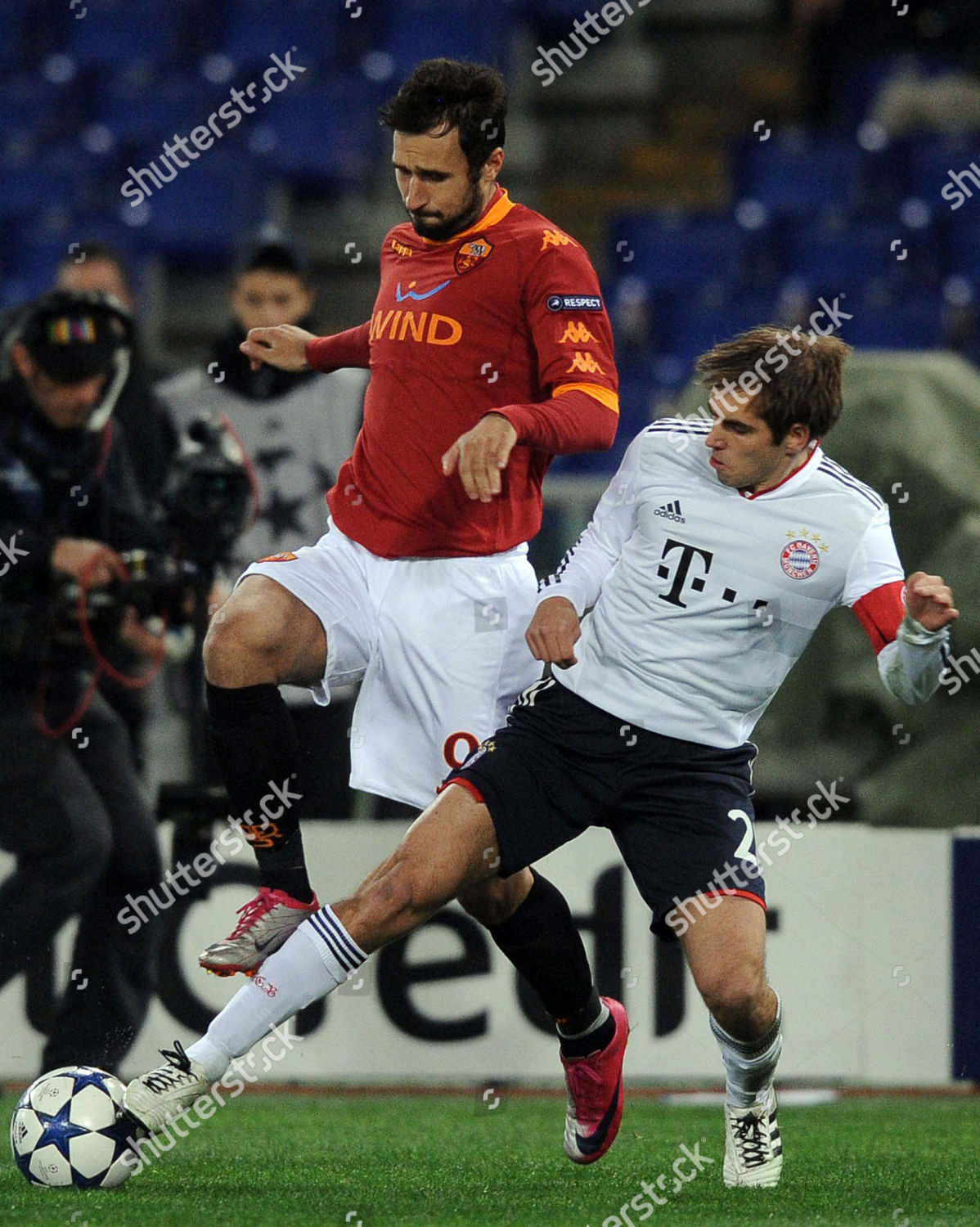 Forward Roma Mirko Vucinic Defender Bayern Editorial Stock Photo ...
