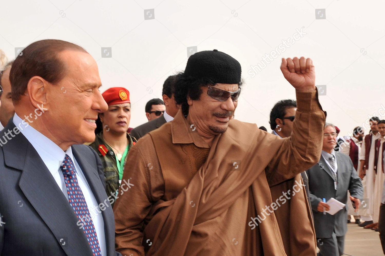 Libyan Leader Muammar Gaddafi R Italian Editorial Stock Photo - Stock ...