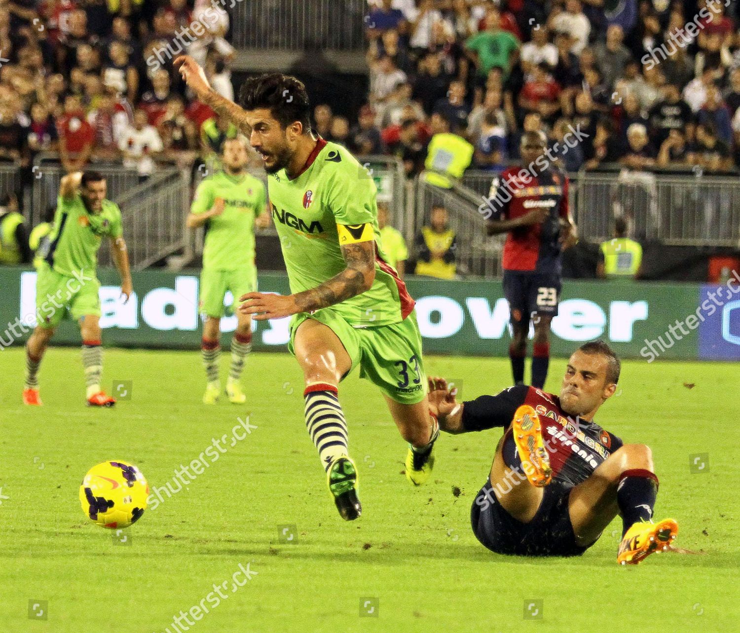 Cagliaris Defender Francesco Pisano R Action Editorial Stock Photo ...