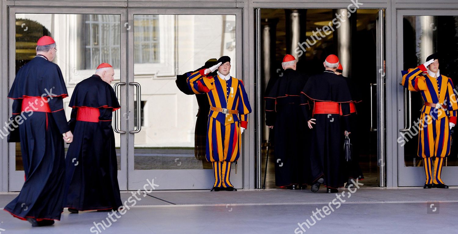 Members Swiss Guard Salute Cardinals Arrive Editorial Stock Photo ...