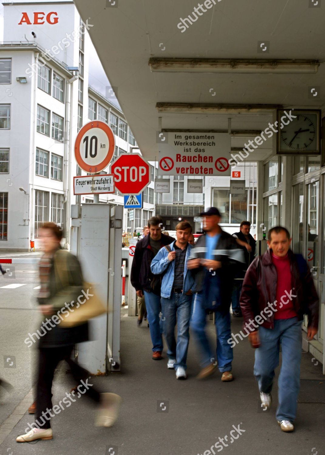 Workers Leave Factory Premises During Change Editorial Stock Photo ...