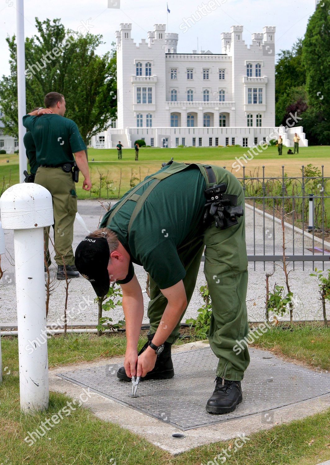 Police Officer Seals Manhole Cover After Editorial Stock Photo - Stock ...
