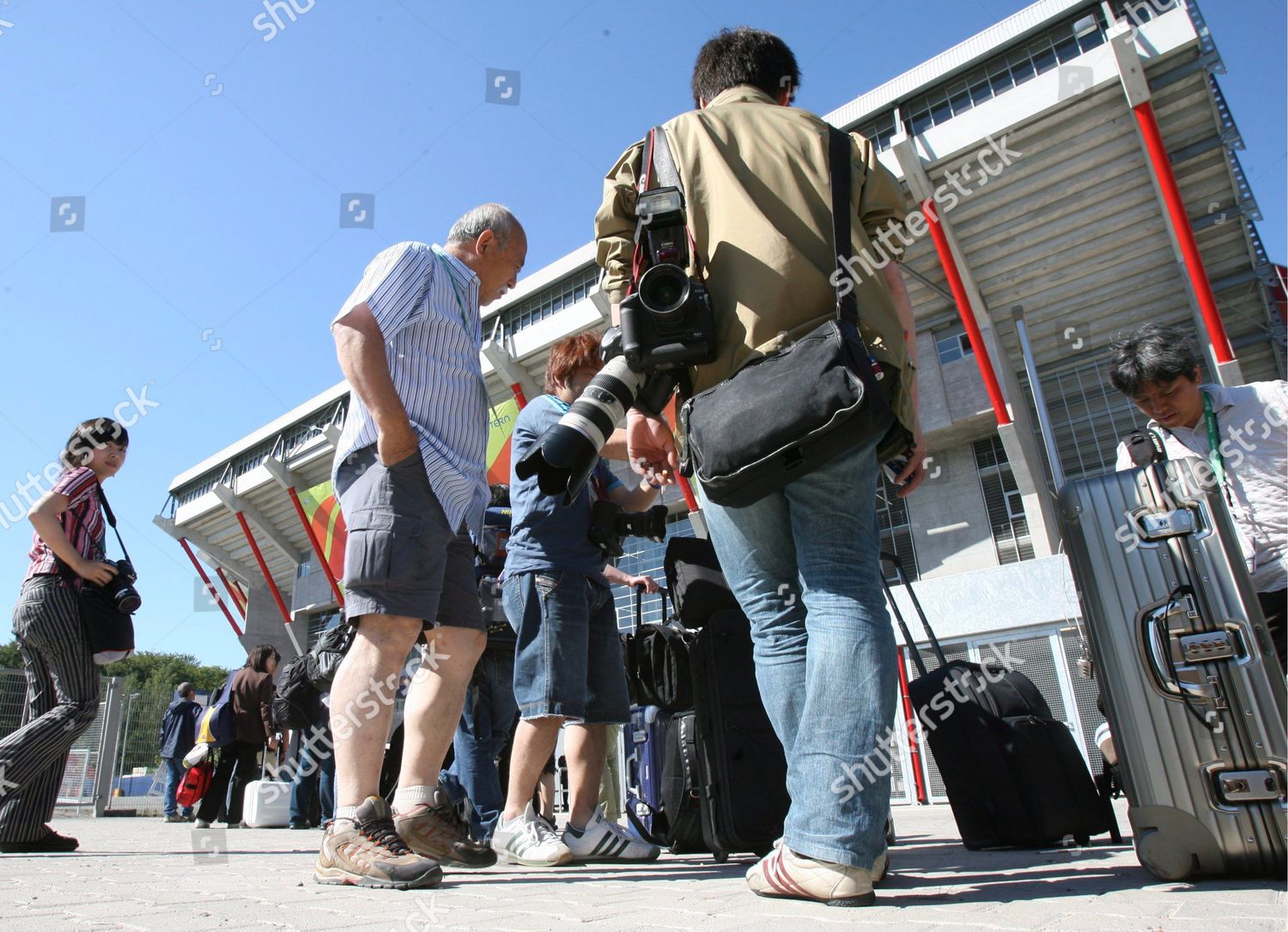 Photographers Waiting Front Stadium Security Check Editorial Stock ...