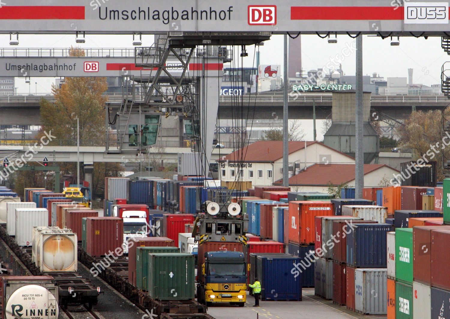Containers Transshipped Trains Lorries Railway Yard Editorial Stock ...